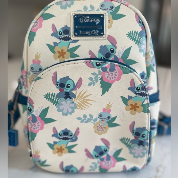 Loungefly | Accessories | Loungefly Cream And Blue Stitch Kids Backpack ...